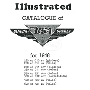 BSA 1946 Illustrated Spare Parts Manual. All models. BSA code letter ...