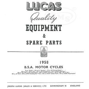 BSA 1958 Illustrated LUCAS Leaflet. Has all LUCAS Parts and has LUCAS ...